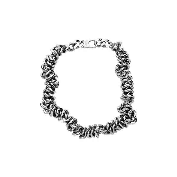 D'HEYGERE Twisted Link Chain Necklace - Grey