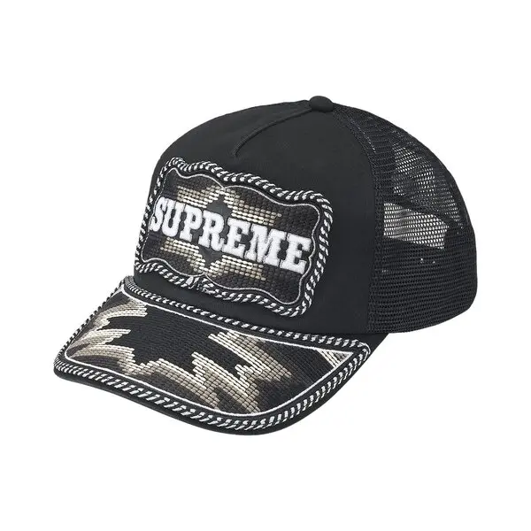 Supreme Western Embroidered Mesh Back 5-panel Cap - Black