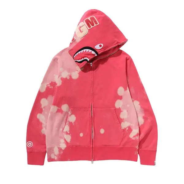 A BATHING APE Hand Dye Shark Full Zip Hoodie - Red