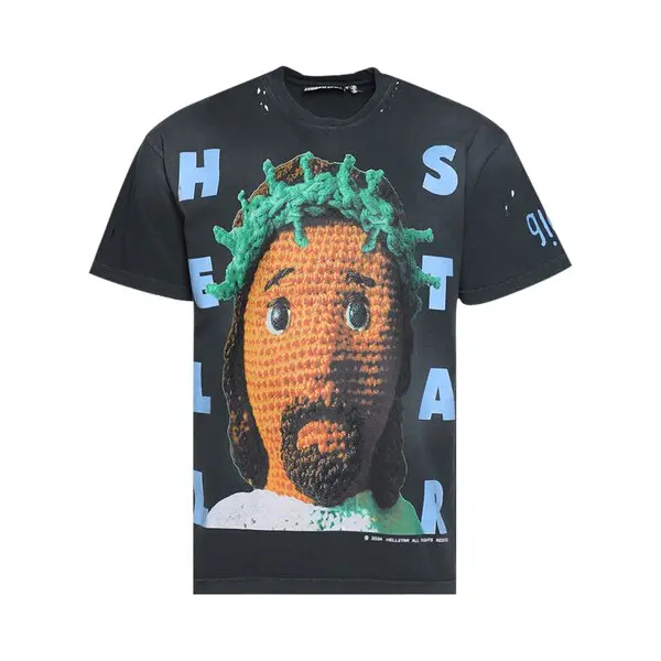 HELLSTAR Crochet Jesus Graphic T-shirt - Black