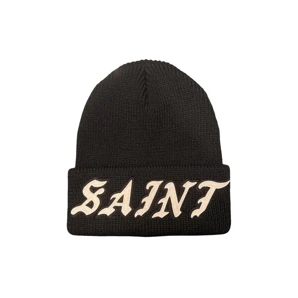 SAINT MICHAEL Ribbed Knit Beanie - Black