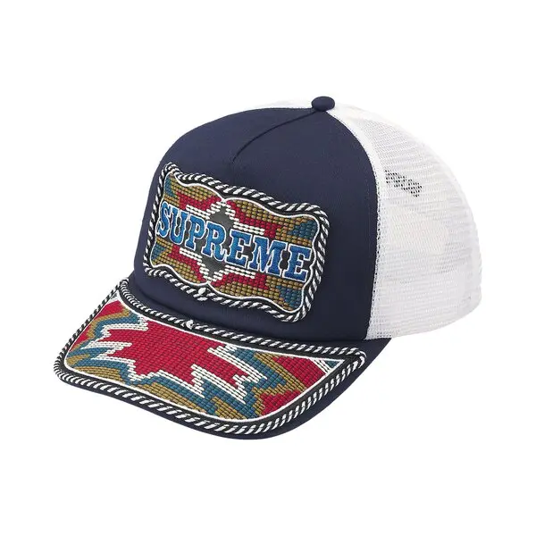 Supreme Western Embroidered Mesh Back 5-panel Cap - Blue