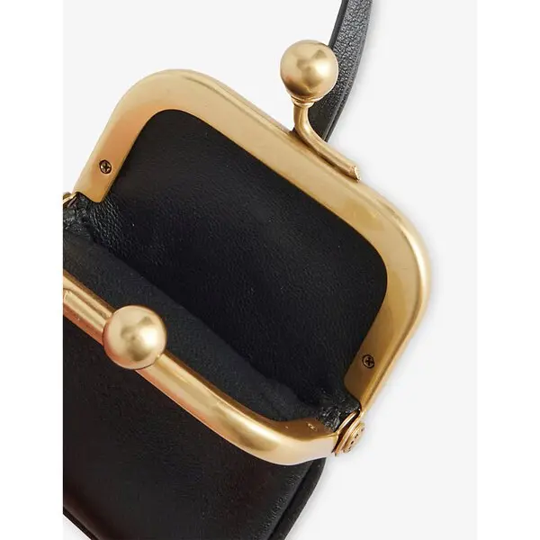 COACH Leather Kisslock Pouch With Skinny Strap