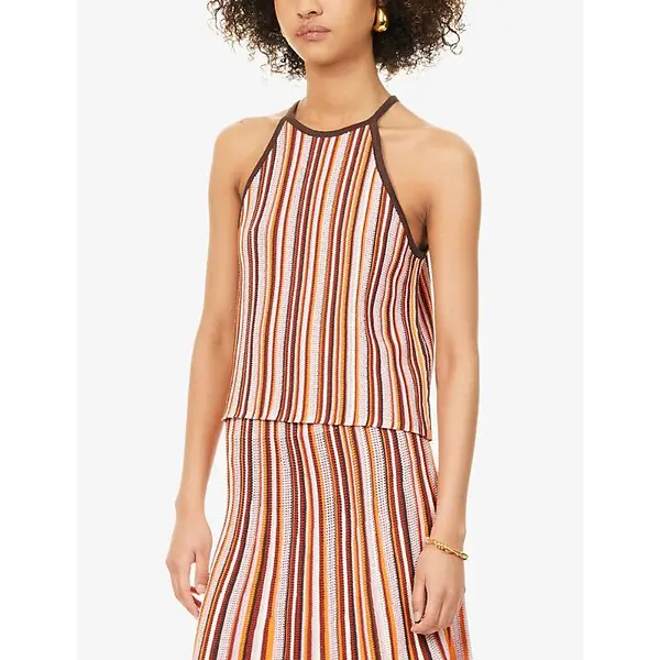 ME+EM Textured Strip Knit Halterneck Vest Top