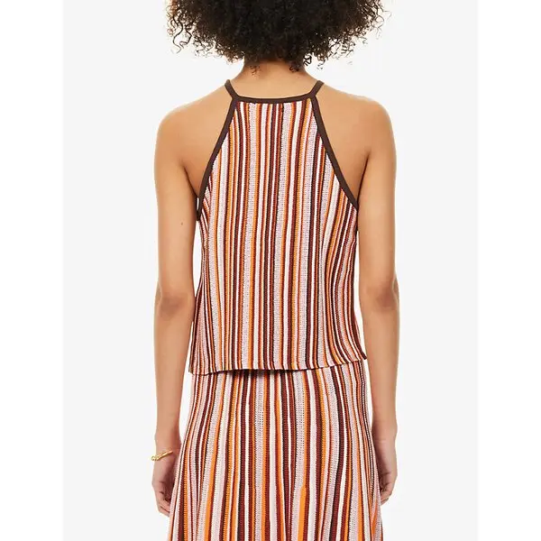 ME+EM Textured Strip Knit Halterneck Vest Top