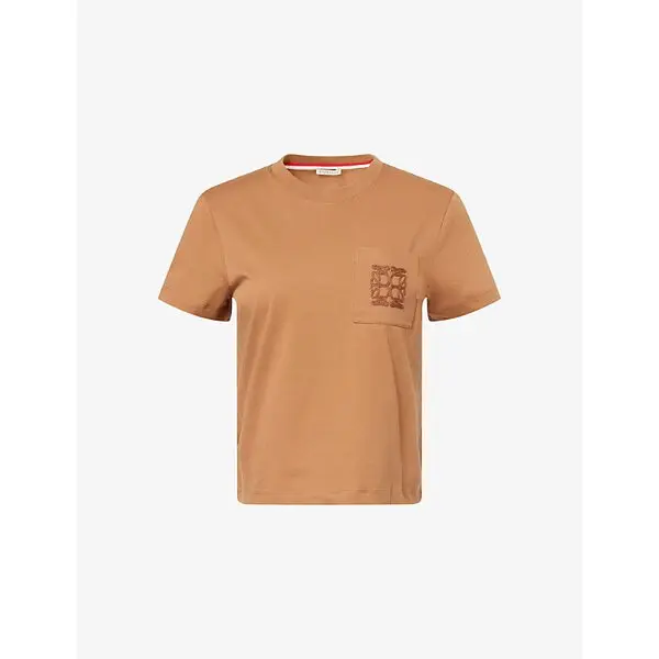 EMELLO Short Sleeve Cotton T-shirt With Embroidered Pocket