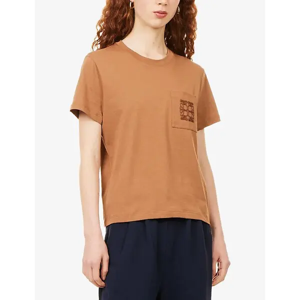 EMELLO Short Sleeve Cotton T-shirt With Embroidered Pocket