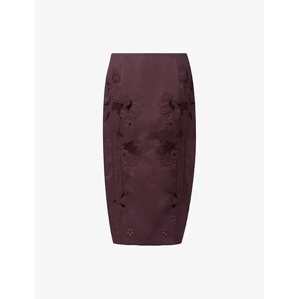 LEEM Embroidered Cotton-blend Pencil Skirt
