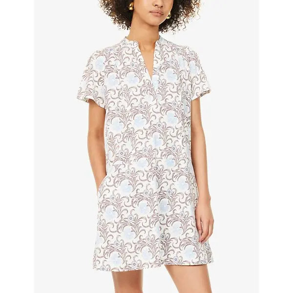ME+EM Floral-print Cotton Mini Dress
