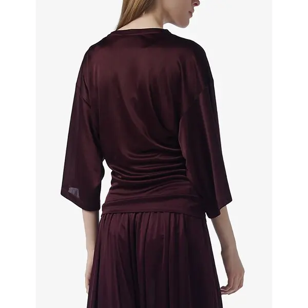 LEEM Satin Draped Cinch Top