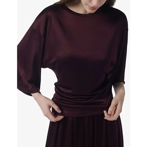 LEEM Satin Draped Cinch Top