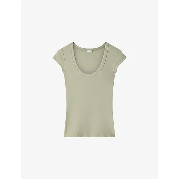 JOSEPH Saba Ribbed Stretch-cotton Top - Cactus
