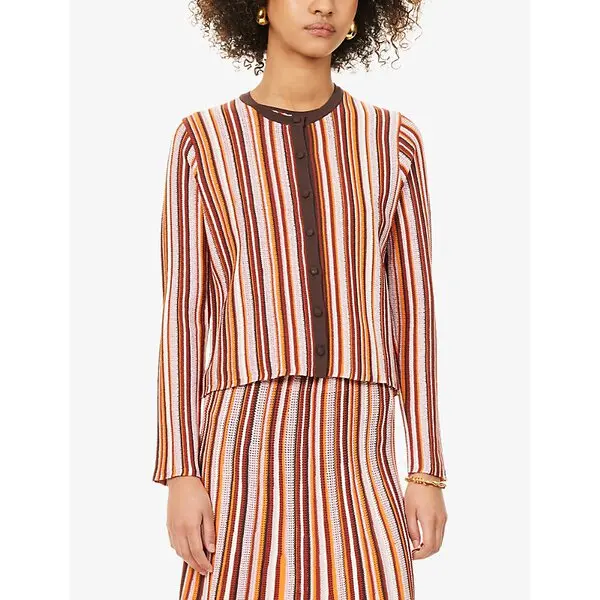 ME+EM Textured Stripe Knitted Cardigan