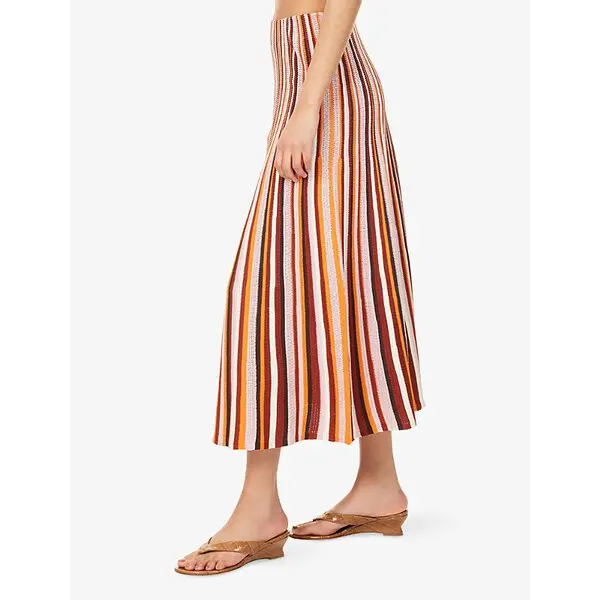ME+EM Metallic Textured Stripe Knit Maxi Skirt