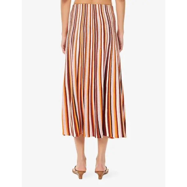 ME+EM Metallic Textured Stripe Knit Maxi Skirt
