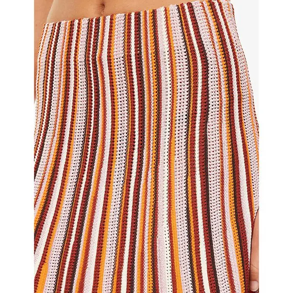 ME+EM Metallic Textured Stripe Knit Maxi Skirt