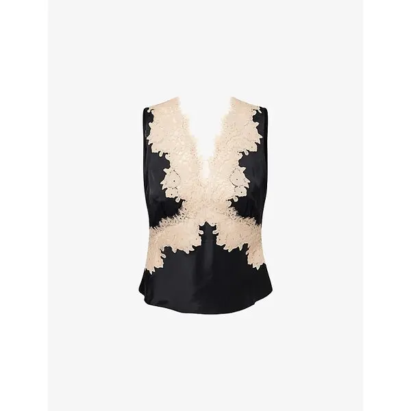 Rixo Emmie Lace Satin Top - Black