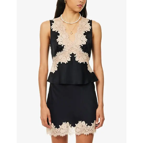 Rixo Emmie Lace Satin Top