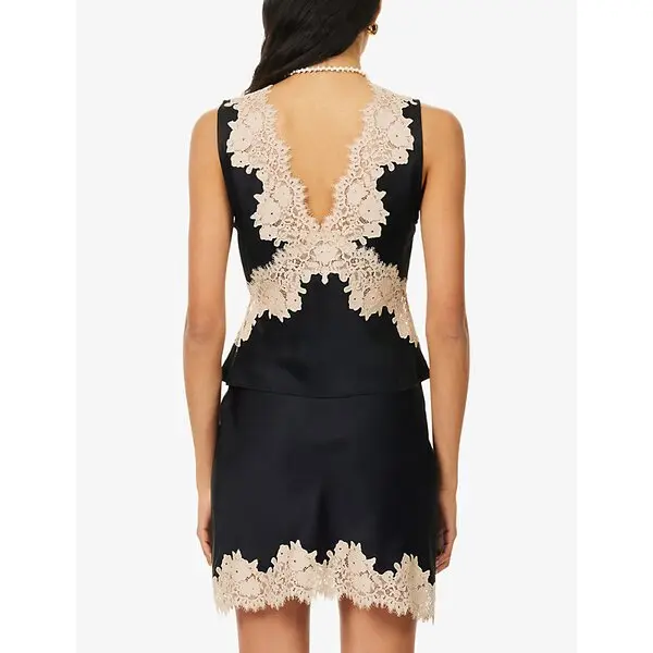 Rixo Emmie Lace Satin Top