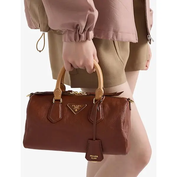 Prada Small Leather Top Handle Bag - Brown