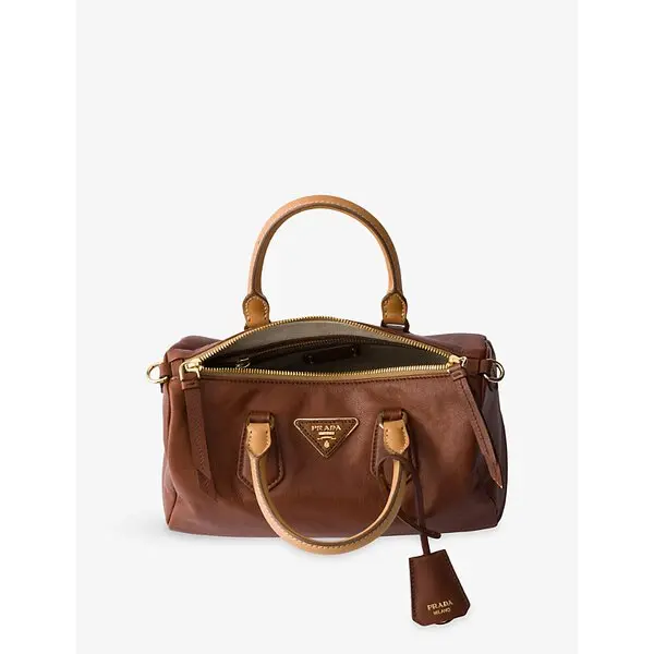 Prada Small Leather Top Handle Bag - Brown