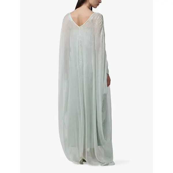 LEEM Striped V-neck Metallic-woven Kaftan