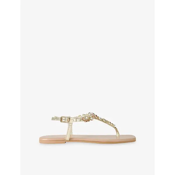 Carvela Alta Embellished Leather Sandals - Gold Comb