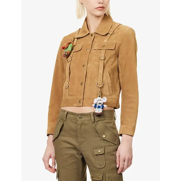 COACH Leather And Suede Jacket With Detachable Charms