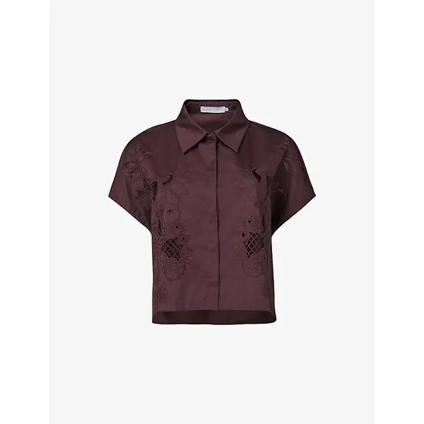 LEEM Floral Embroidered Cotton-blend Shirt