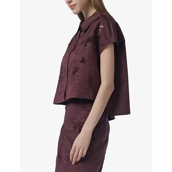 LEEM Floral Embroidered Cotton-blend Shirt