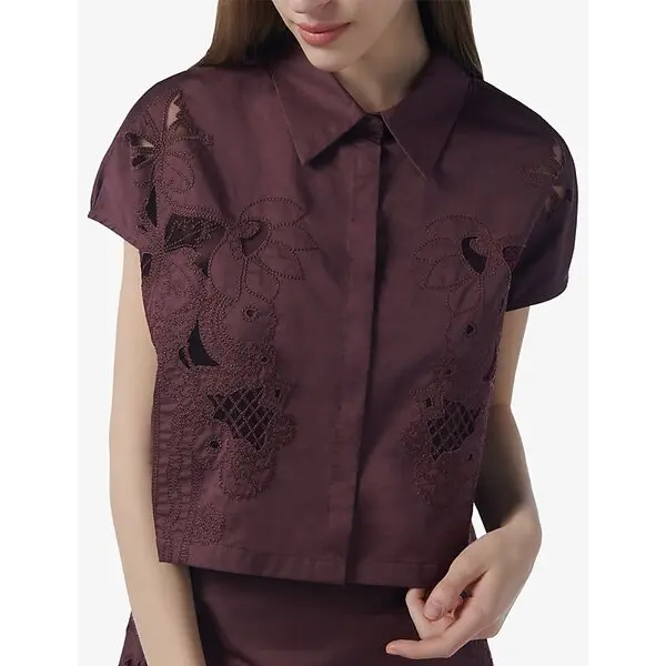 LEEM Floral Embroidered Cotton-blend Shirt
