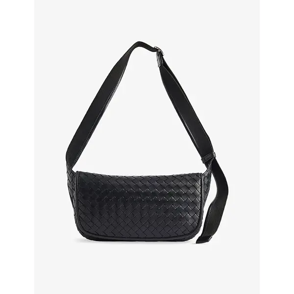 Bottega Veneta Woven Leather Belt Bag - Black-silver