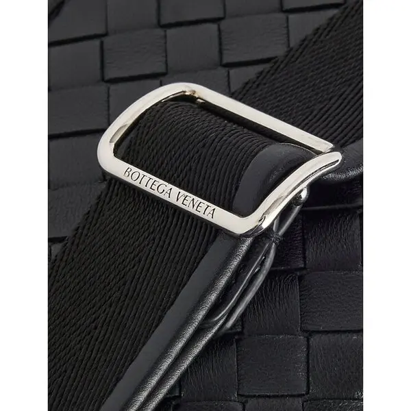 Bottega Veneta Woven Leather Belt Bag - Black-silver