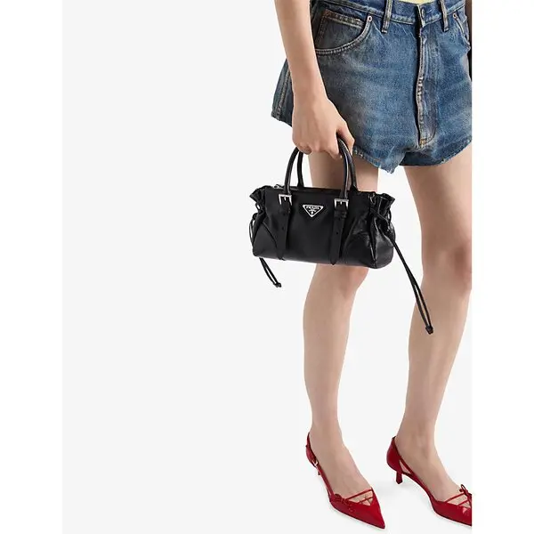 Prada Small Leather Shoulder Bag - Black