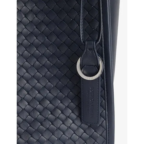 Bottega Veneta Woven Leather Tote Bag - Midnight-silver