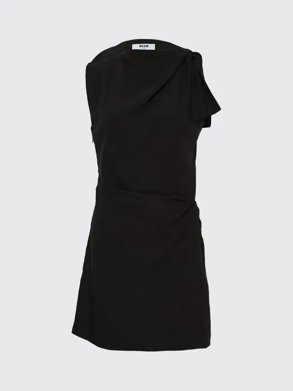 MSGM Asymmetrical Neckline Dress - Black