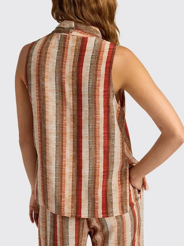 Momoni Sleeveless Silk Blouse With Striped Pattern
