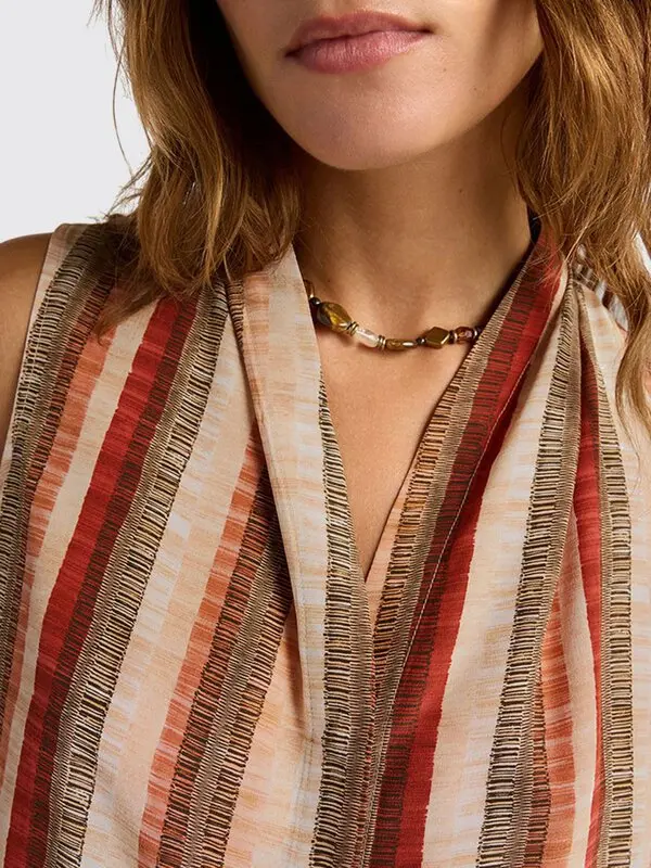 Momoni Sleeveless Silk Blouse With Striped Pattern
