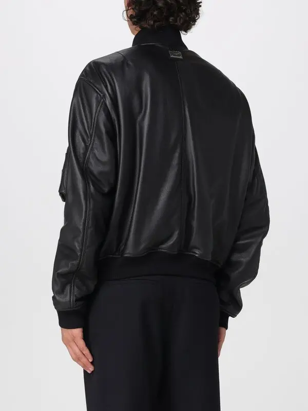 Dolce & Gabbana Calfskin Leather Bomber Jacket - Black