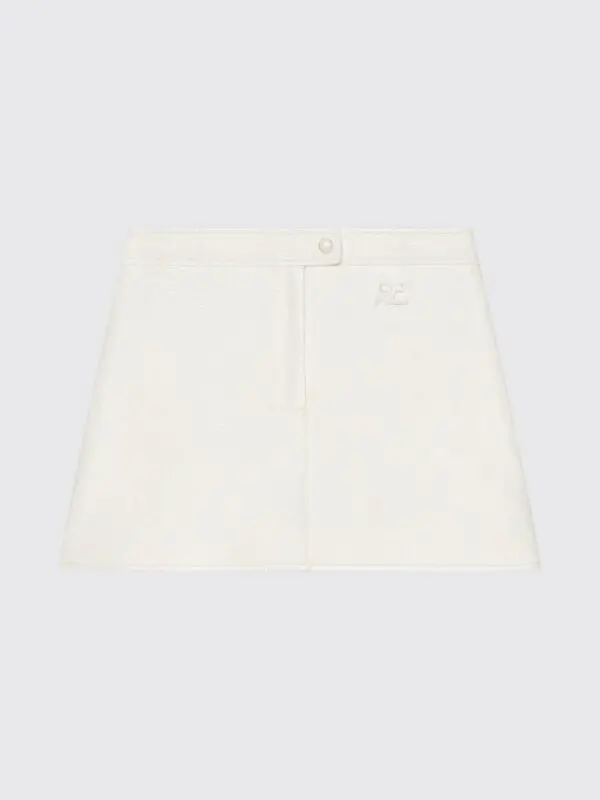 COURREGES Stretch Cotton Blend Mini Skirt - Ivory
