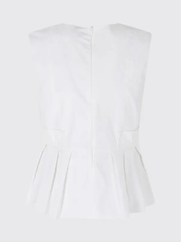 GANNI Sleeveless V-neck Top With Pleated Detail
