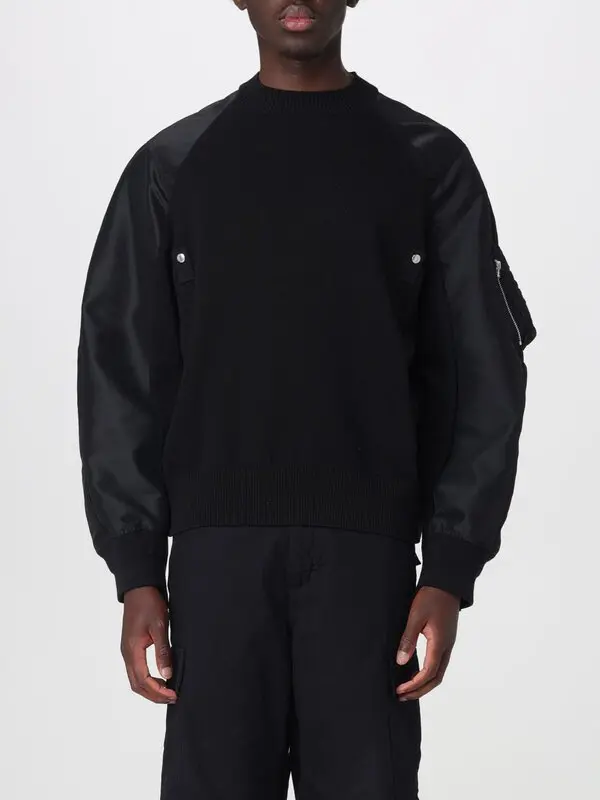 Sacai Cotton & Polyester Blend Crewneck Jumper - Black