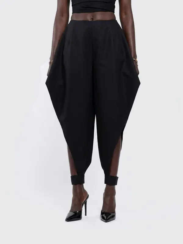 Alaïa Wideleg Cotton Gabardine Trousers - Black