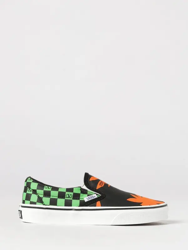 Valentino Garavani X Vans Checkered Floral Print Canvas Slip-on Sneakers - Green