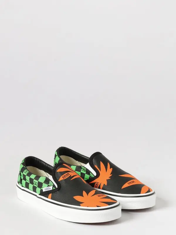 Valentino Garavani X Vans Checkered Floral Print Canvas Slip-on Sneakers - Green