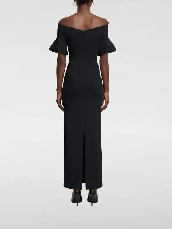 Solace London Off-the-shoulder Trumpet Sleeve Gown - Black