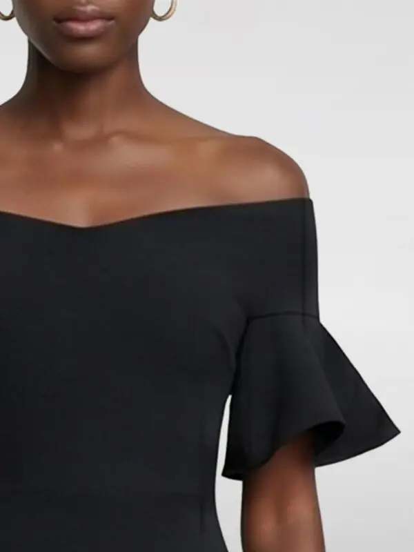 Solace London Off-the-shoulder Trumpet Sleeve Gown - Black