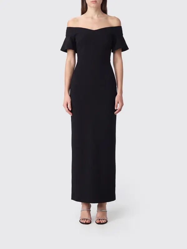 Solace London Off-the-shoulder Trumpet Sleeve Gown - Black