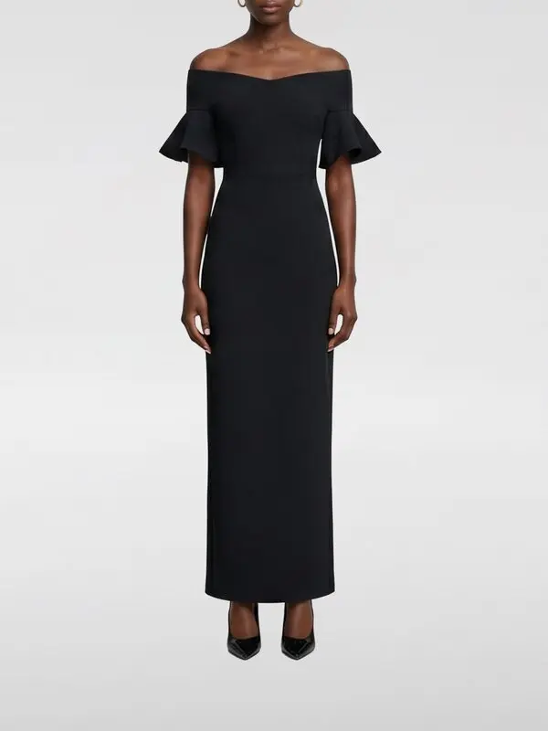 Solace London Off-the-shoulder Trumpet Sleeve Gown - Black