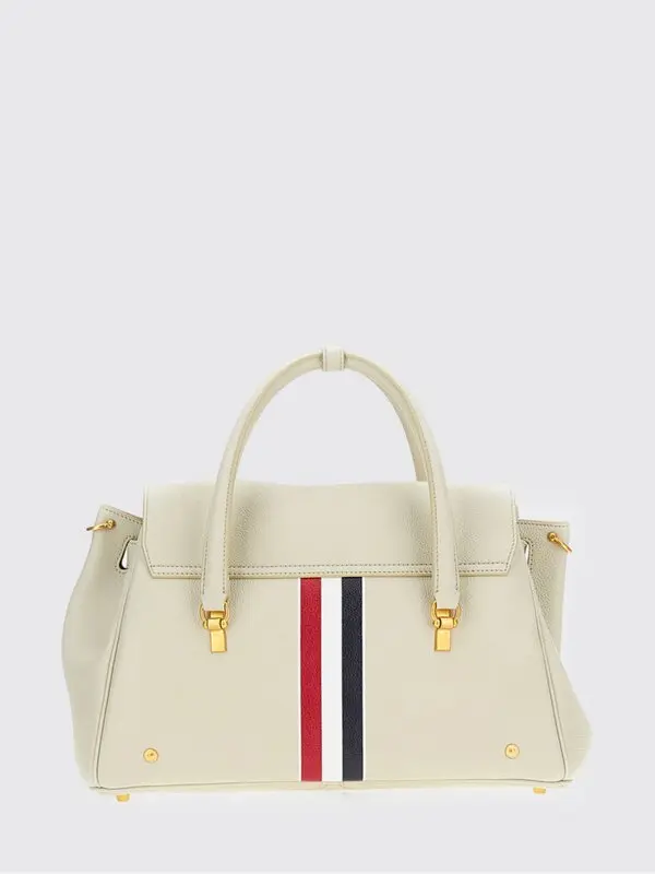 Thom Browne Leather Top Handle Bag With Striped Detail